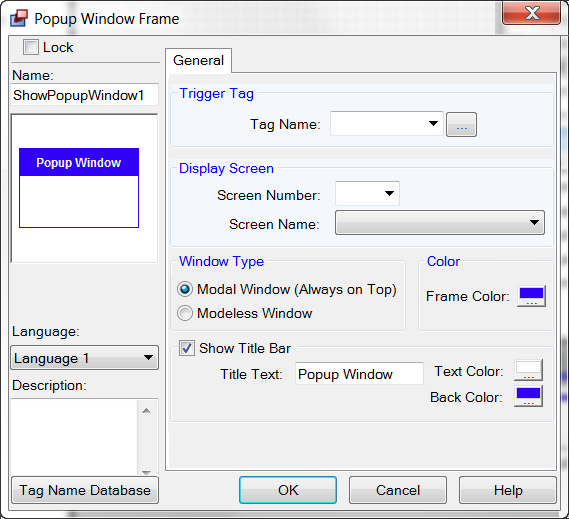 Pop-up Window Frame Object