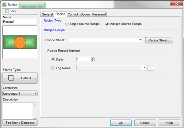 Recipe Object — Recipe Tab