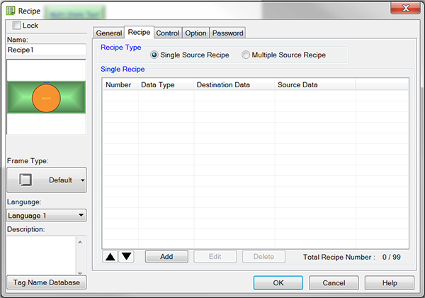 Recipe Object — Recipe Tab