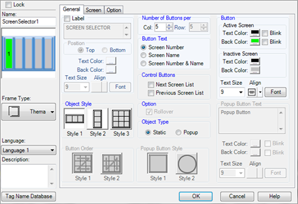 Screen Selector Object
