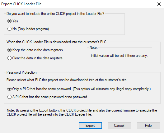 Export CLICK Loader File