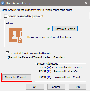 Failed Password Attempt Record
