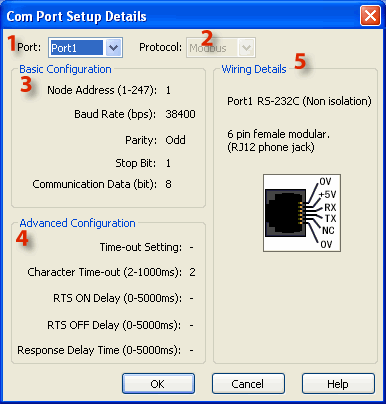 Com Port 1 Setup Details