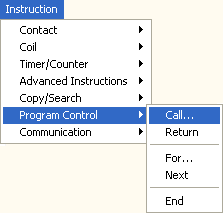 popup instr prog call